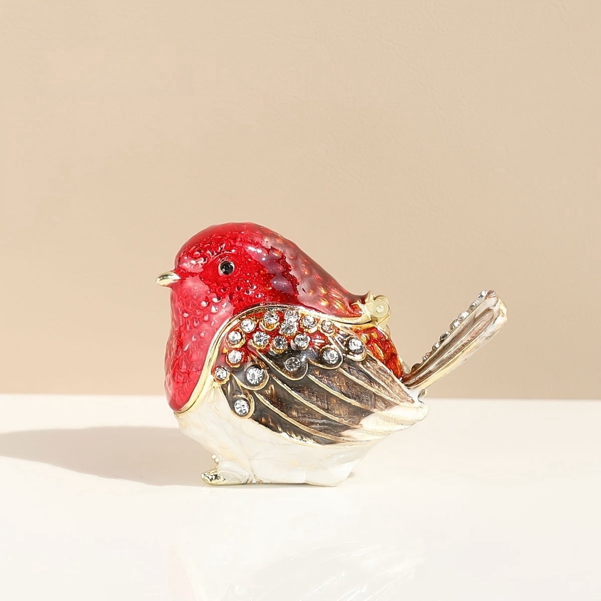 A Vintage Enamel Trinket Box Shaped Like A Mockingbird, Featuring A ...