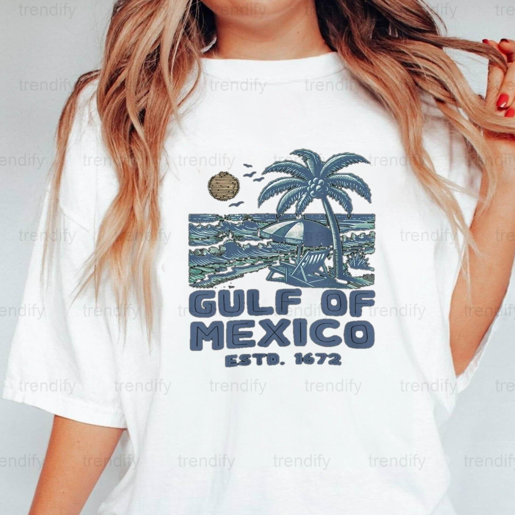 A Vintage Gulf of Mexico 1672 Design for Beach and Palm Tree Fans, Unisex T-Shirt, up to 5XL ...