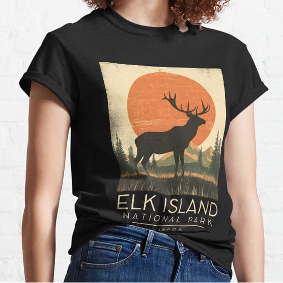 A Vintage Illustration Of Elk Island National Park Classic T-shirt ...