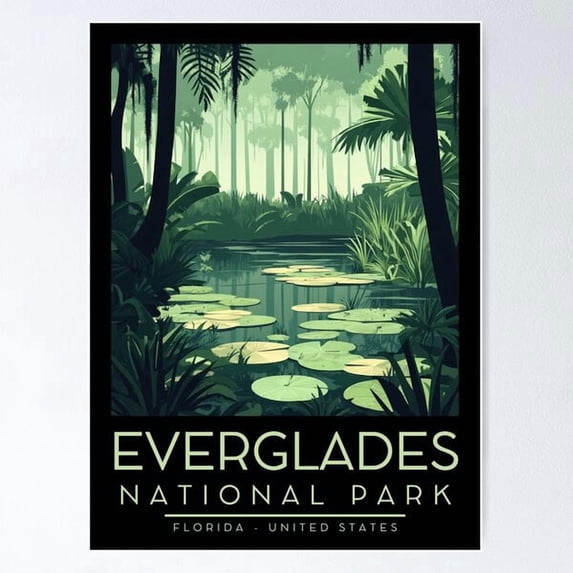 A Vintage Illustration Of Everglades National Park Florida United ...