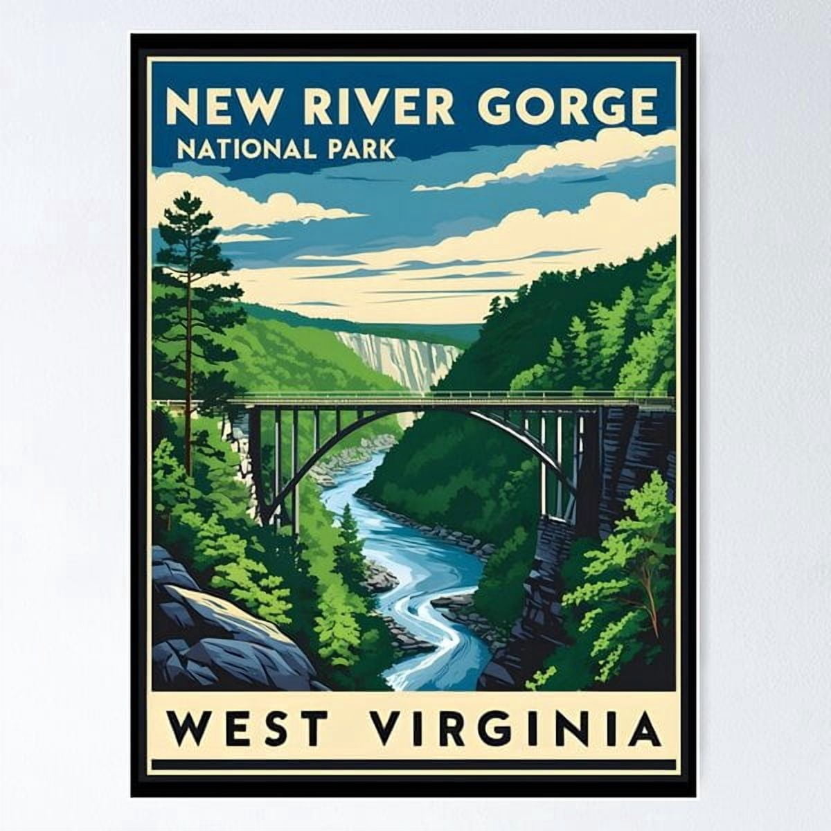 A Vintage Illustration Of New River Gorge National Park West Virginia ...