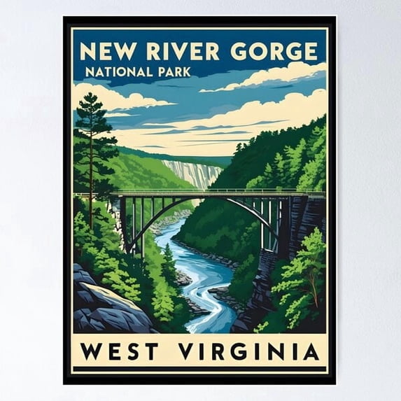 A Vintage Illustration Of New River Gorge National Park West Virginia ...