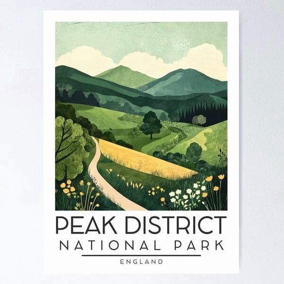 A Vintage Illustration Of Peak District National Park England Poster ...