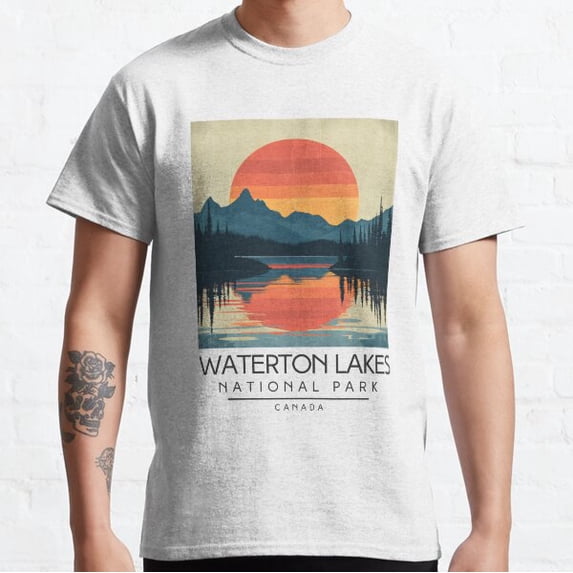 A Vintage Illustration Of Waterton Lakes National Park Classic T-shirt ...