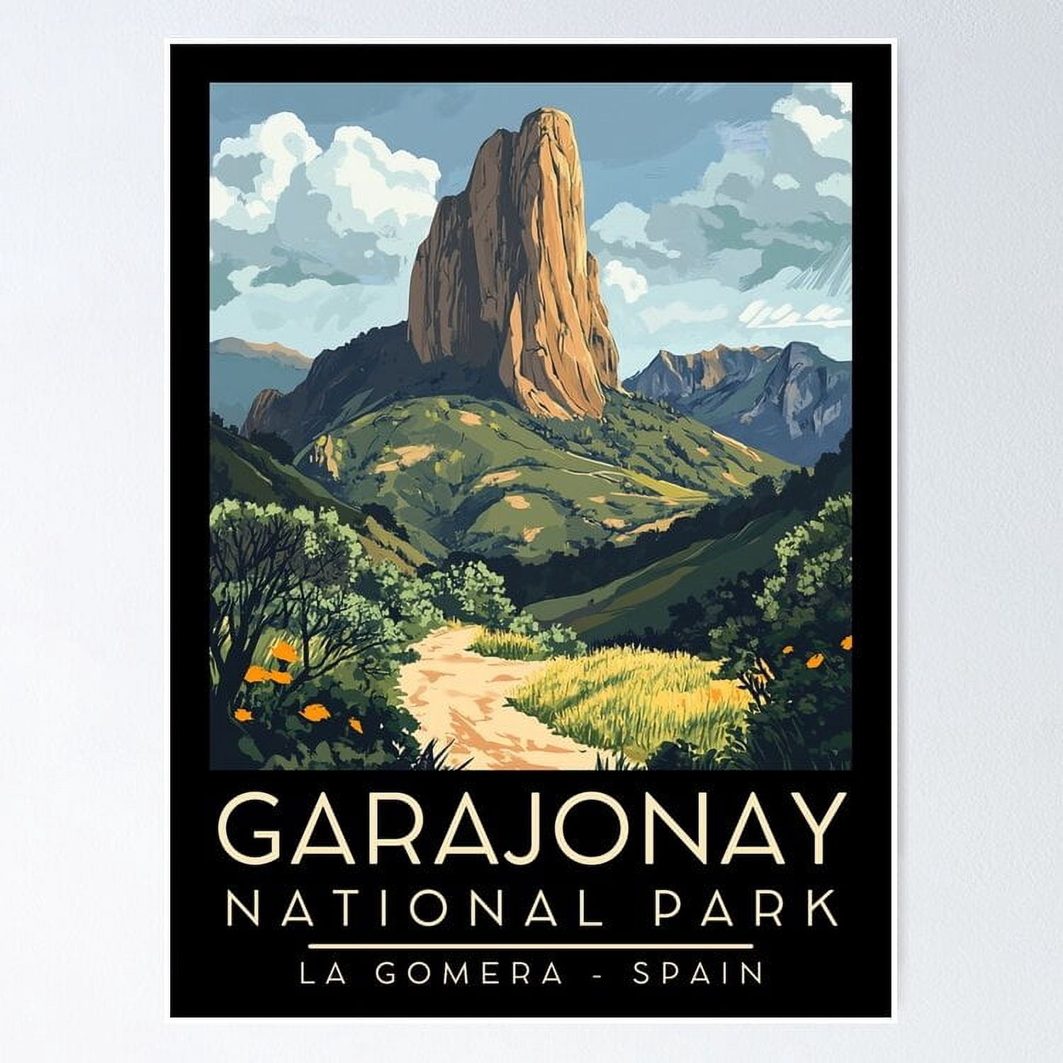 A Vintage Illustration of Garajonay National Park - La Gomera - Spain ...