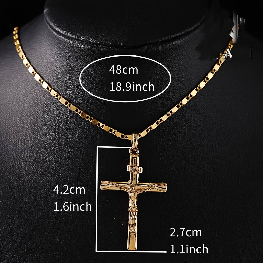 A Vintage Metal Crucifix Pendant Necklace, Featuring Religious Elements ...
