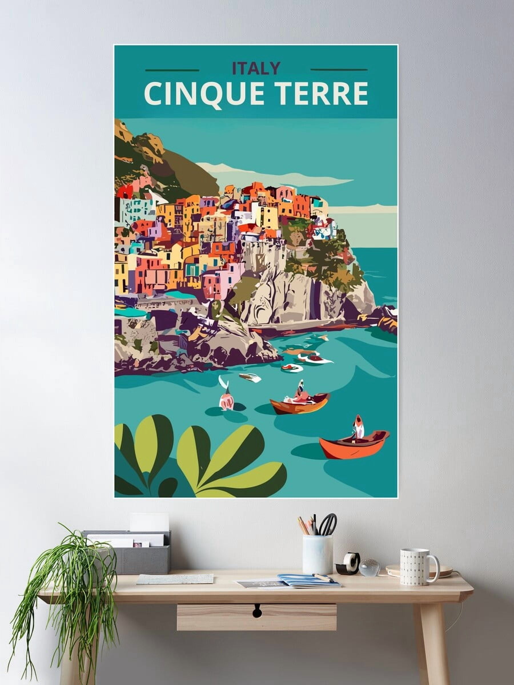 A Vintage Travel Art Of Cinque Terre - Italy Poster Wall Art Modern ...