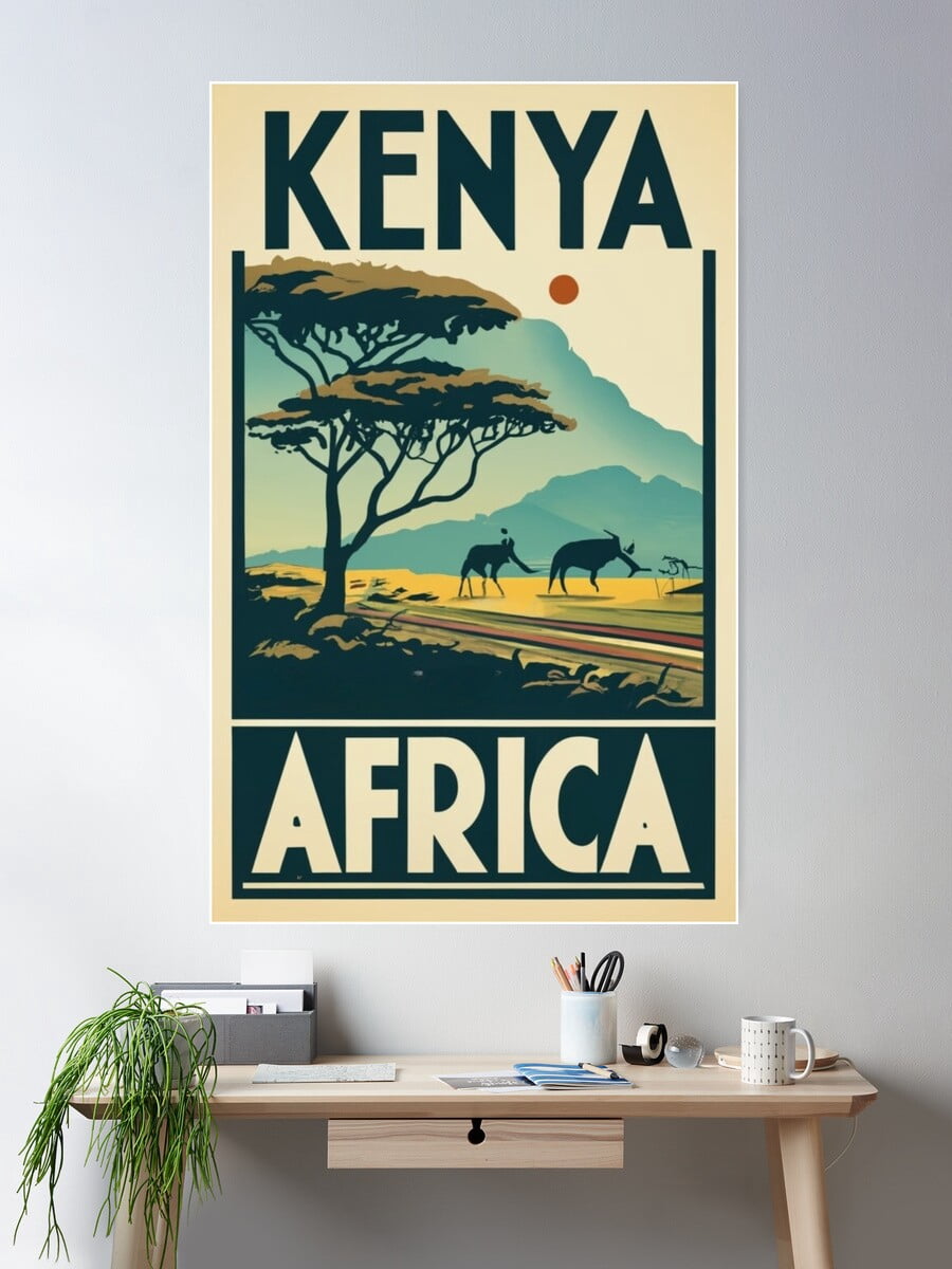 A Vintage Travel Art Of Kenya - Africa Poster Wall Art, Modern Wall ...