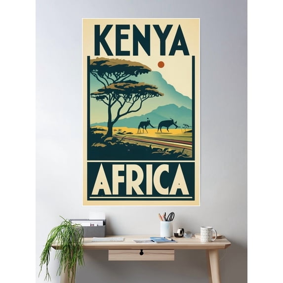 A Vintage Travel Art Of Kenya - Africa Poster Wall Art Modern Wall ...