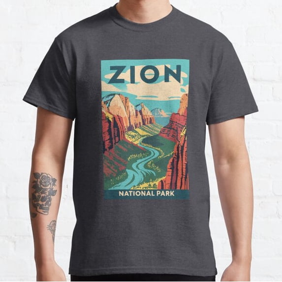 A Vintage Travel Art Of The Zion National Park Utah Us Classic T-shirt ...