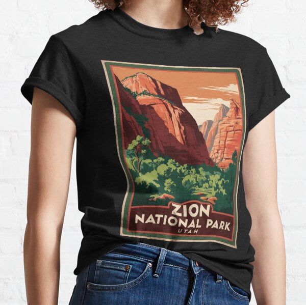 A Vintage Travel Art Of The Zion National Park Utah Us Classic T-shirt ...