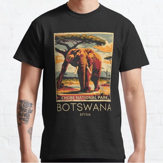 A Vintage Travel Illustration Of Chobe National Park Botswana Classic T ...