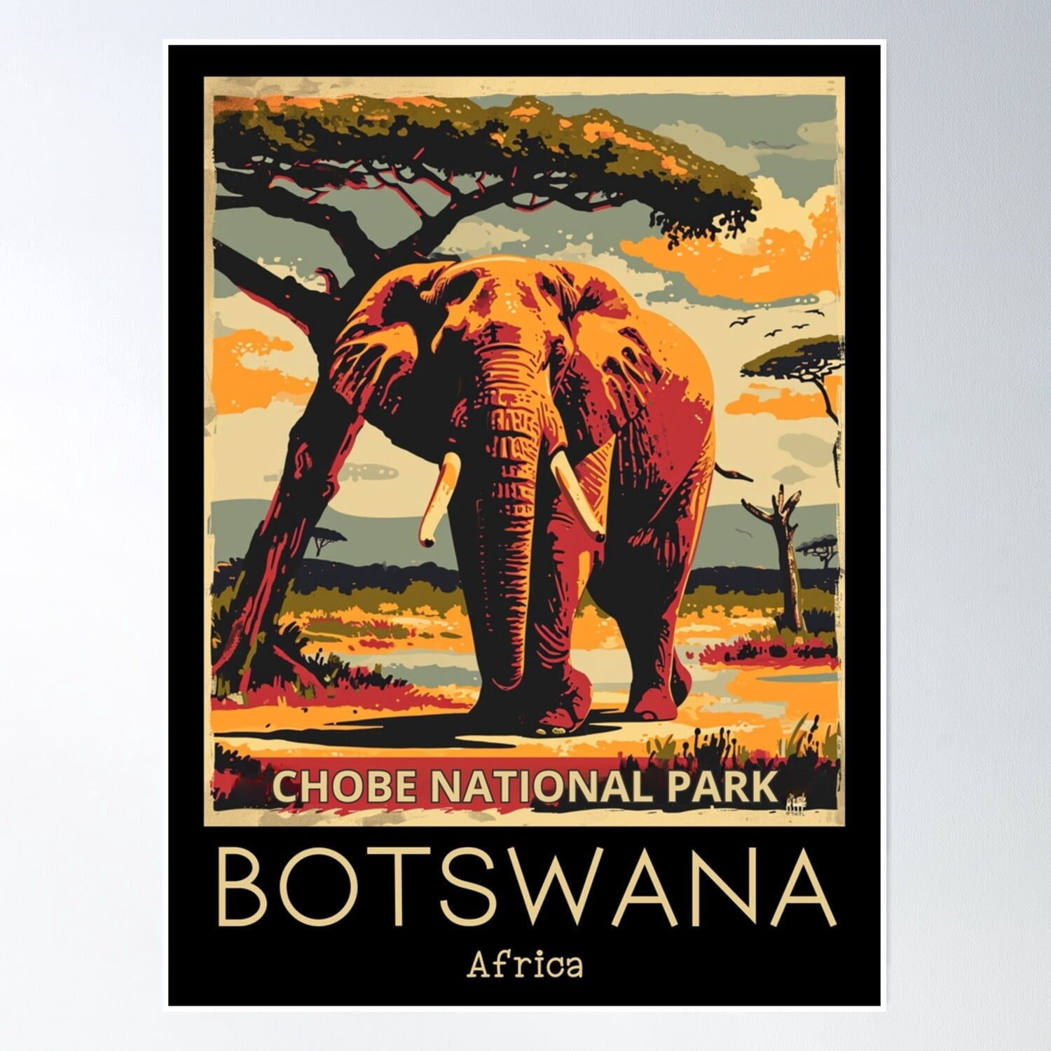 A Vintage Travel Illustration Of Chobe National Park - Botswana Poster ...