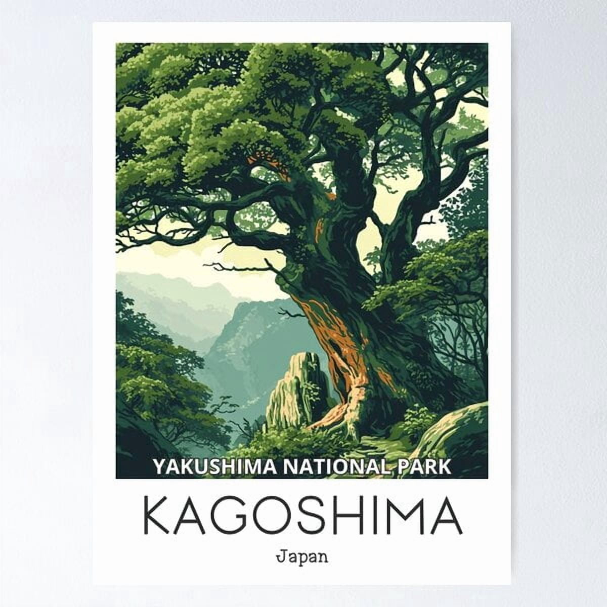 A Vintage Travel Illustration Of Yakushima National Park Kagoshima ...