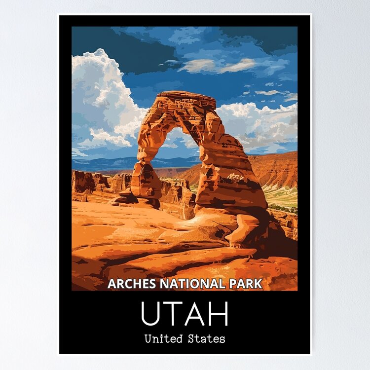 A Vintage Travel Illustration of Arches National Park - Utah - US ...