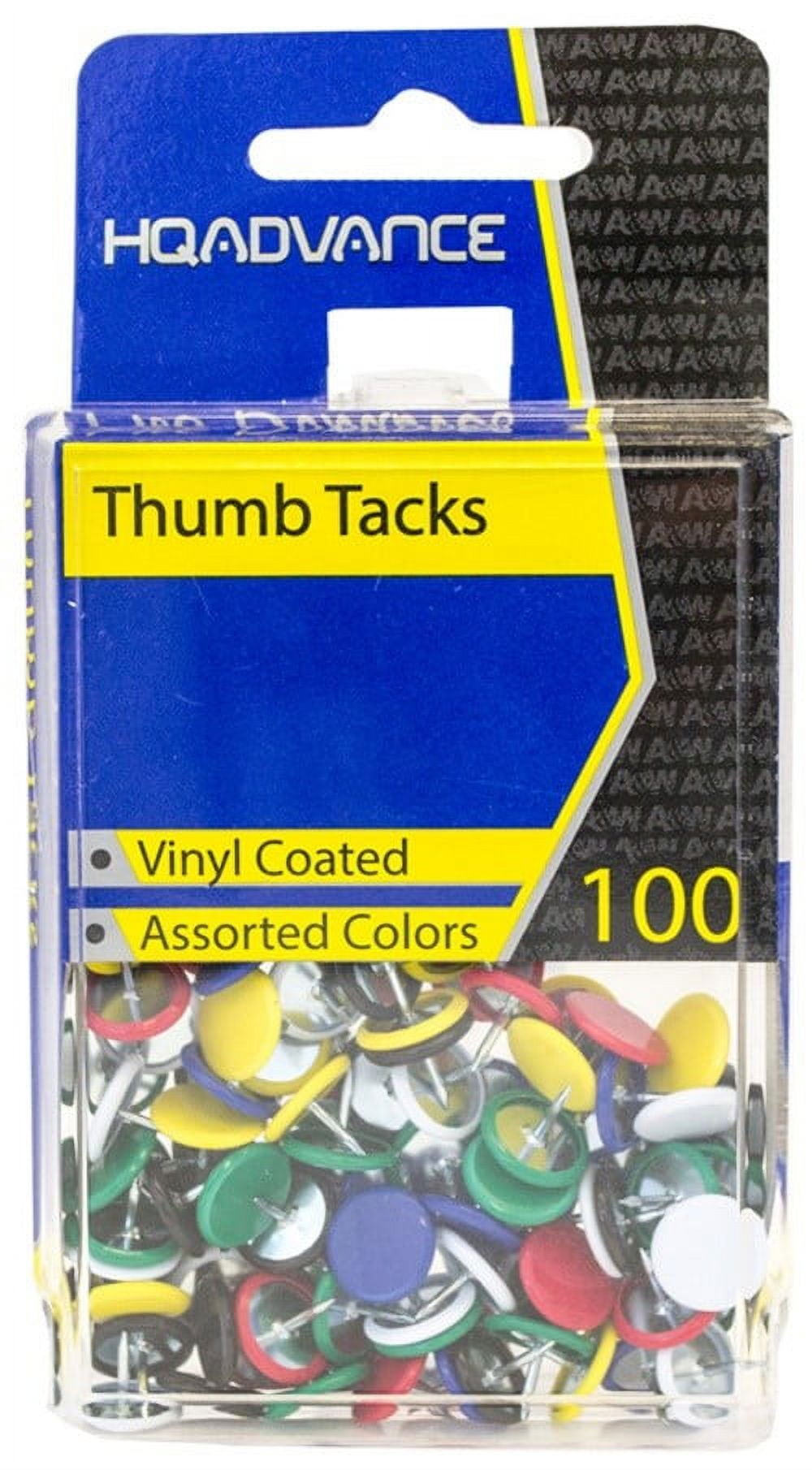 A&W 46109 Vinyl Coated Thumb Tacks Assorted Colors 100 Count - Walmart.com