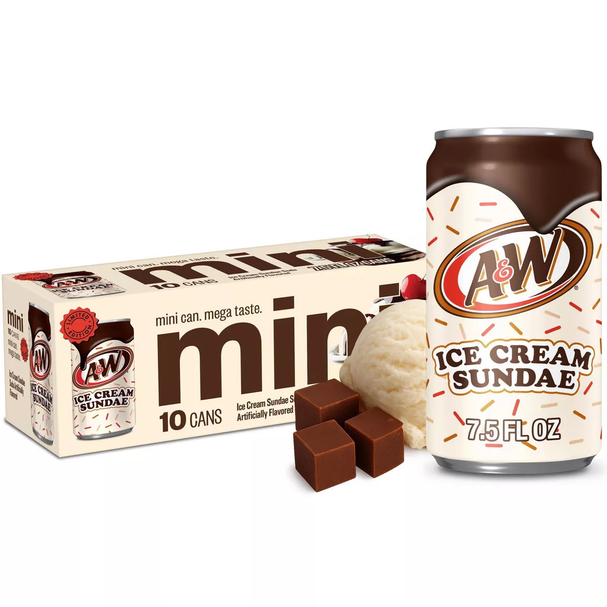 A&W Ice Cream Sundae Soda, 7.5 fl oz Mini Cans, 10 Pack - Walmart.com