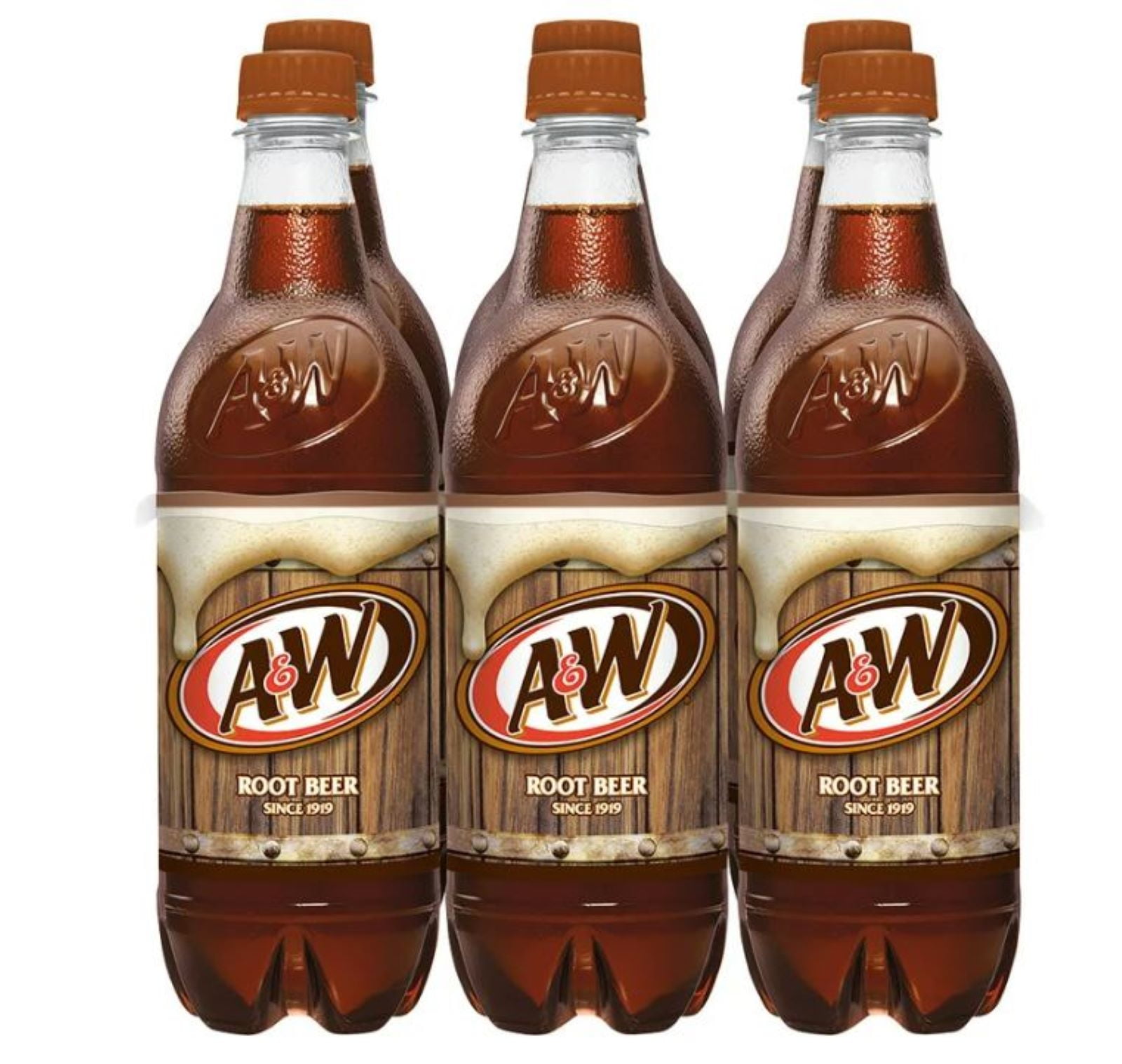 A&W Classic American Root Beer, Caffeine-Free, 16.9 Fl oz, Pack of 24 ...
