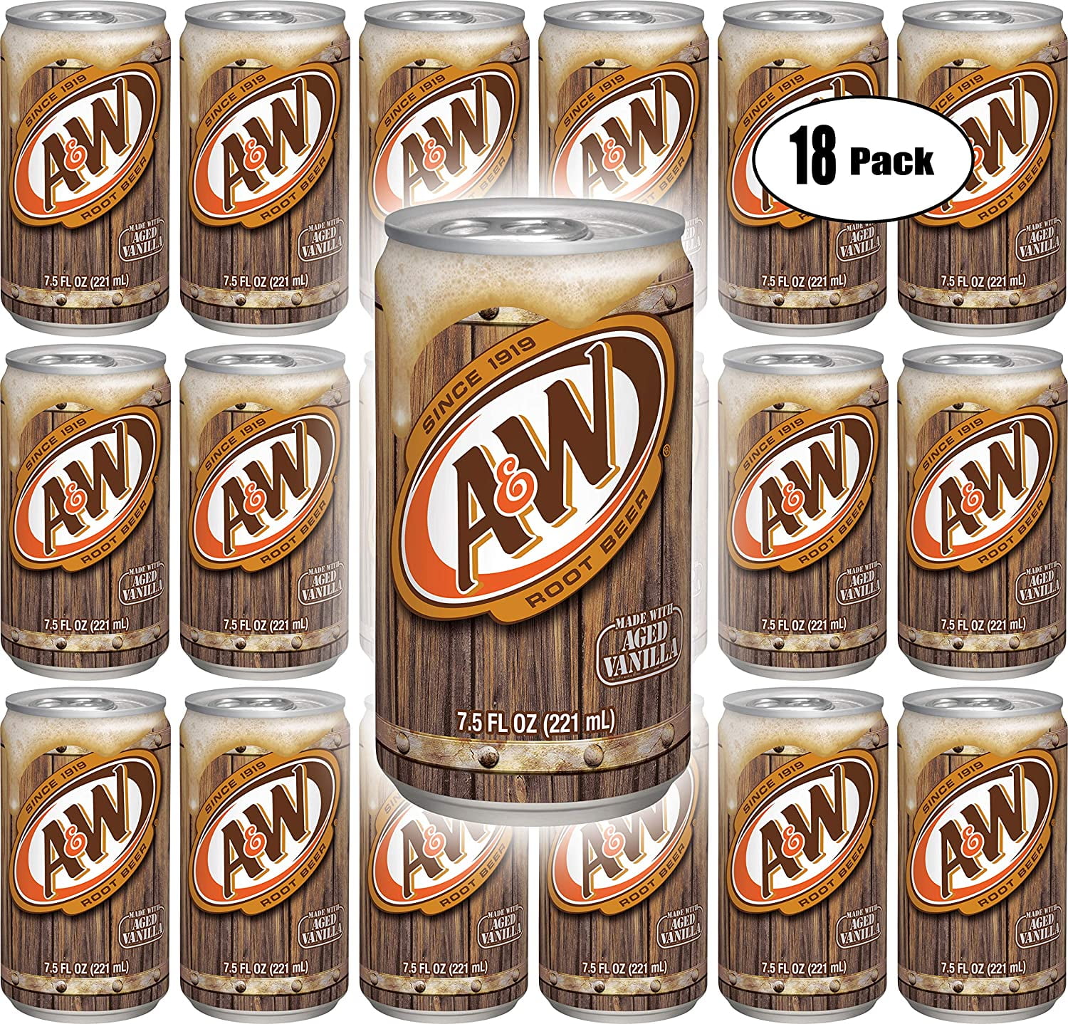 A&W Classic Soda Root Beer, 7.5 Fl Oz Mini Can, Pack of 18 - Walmart.com