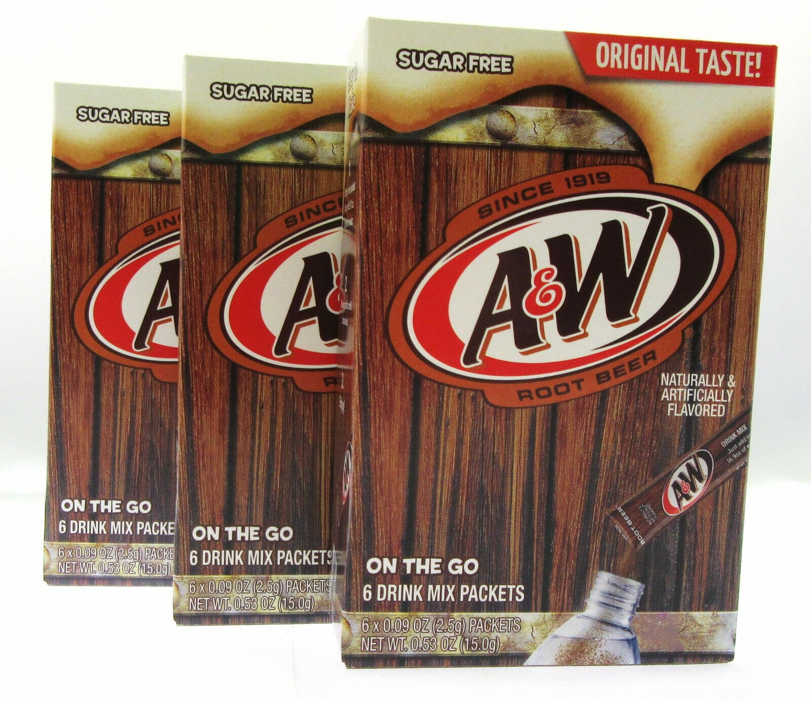 A & W Root Beer Original Taste! 6 Sticks Sugar Free Drink Mix Lot of 3 ...