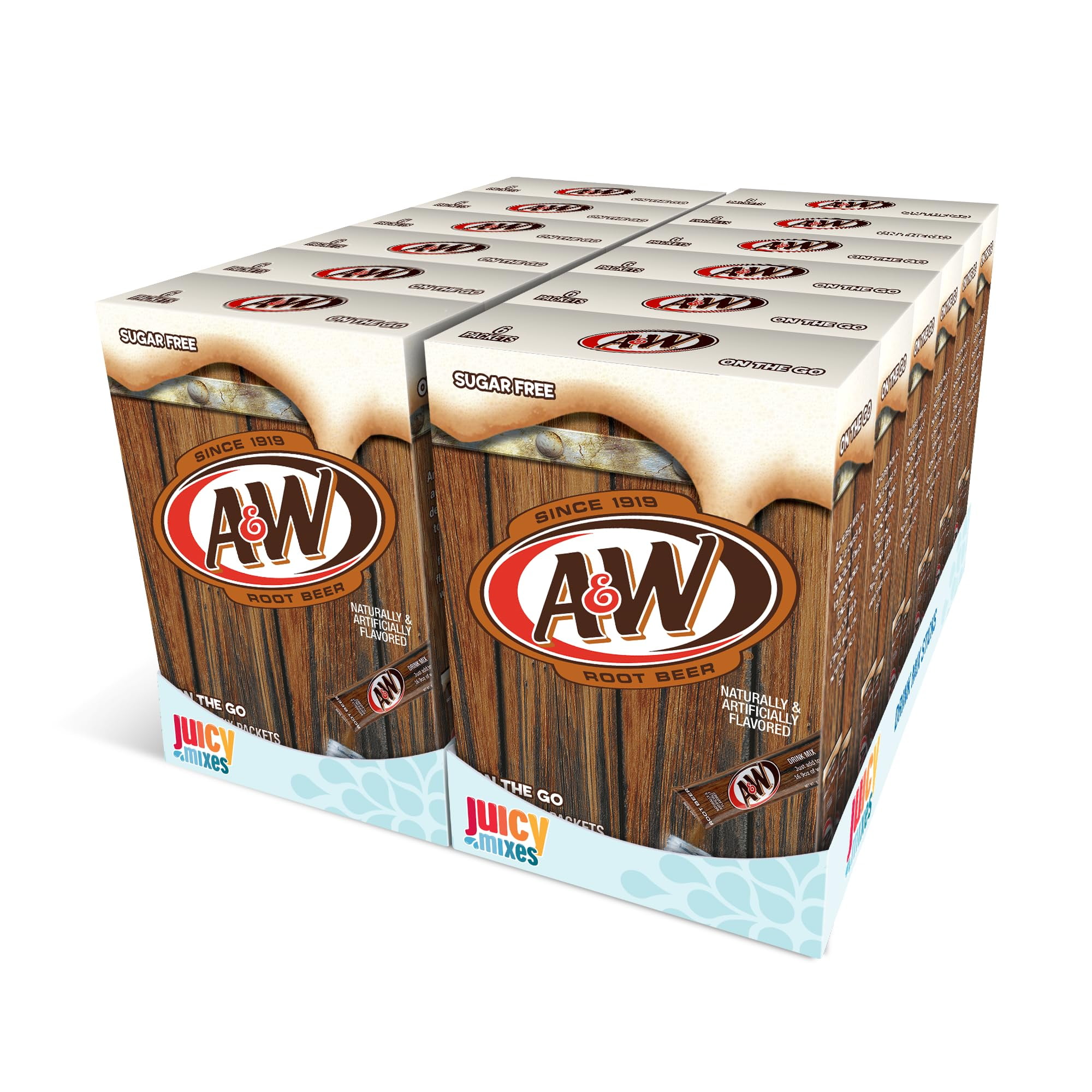 A&W, Root Beer – Powder Drink Mix - (12 Boxes, 72 Sticks) – Sugar Free ...