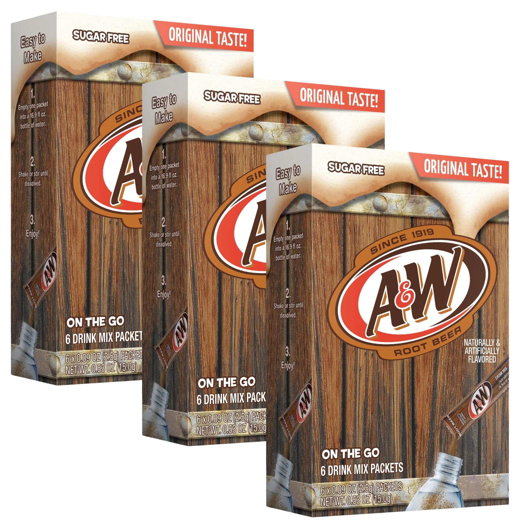 A&W Root Beer Water Enhancer Flavoring, Sugar-Free Singles To Go Drink ...