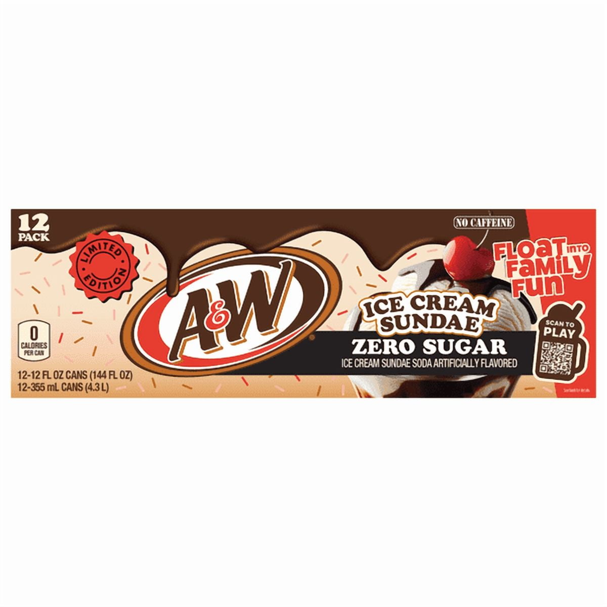 A&W Zero Sugar Ice Cream Sundae Soda, 12 fl oz Cans, 12 Pack - Walmart.com