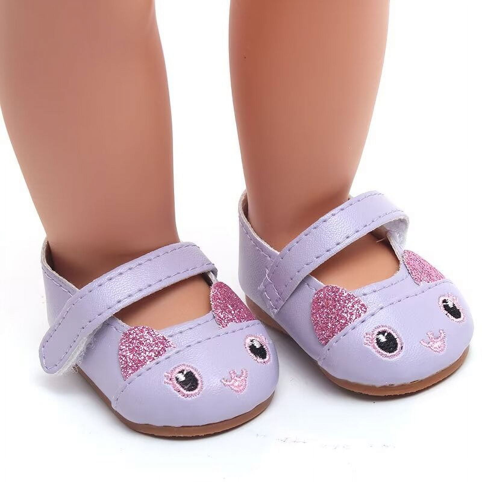 A-Waroom 1 Pair Cute Leather 18 inch Doll Mary Jane Shoes 18 inch Doll Slippers Doll Shoes ...