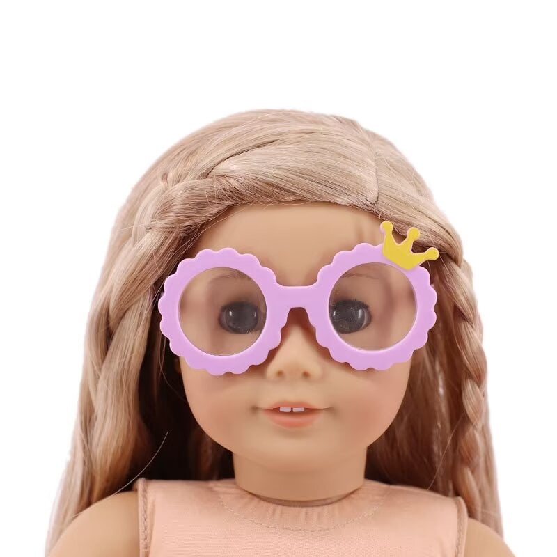 A-Waroom 1 Pair Cute Round Doll Sunglass with Crown for 18 inch Doll ...