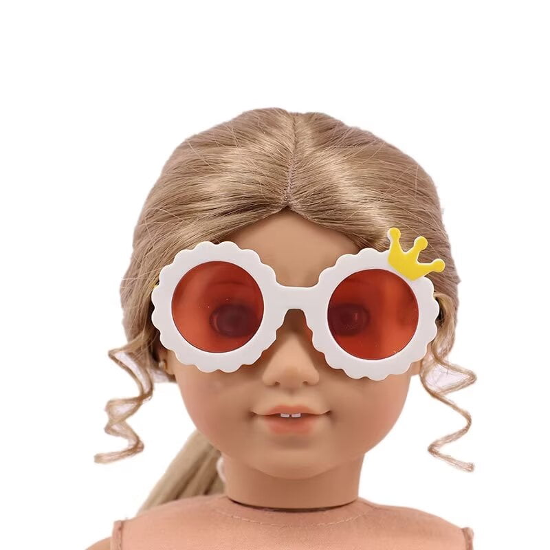 A-Waroom 1 Pair Cute Round Doll Sunglass with Crown for 18 inch Doll ...