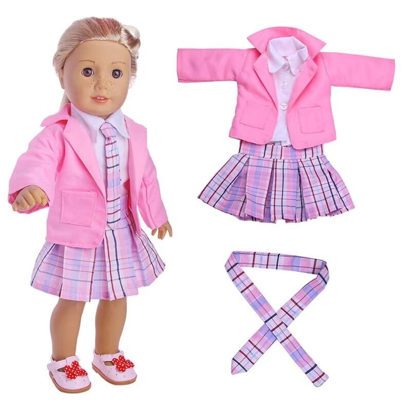 A-Waroom 1 Set 18 inch Doll Suit with Shoes Strited Skirt Suit Set White Shirt Necktie Suit ...