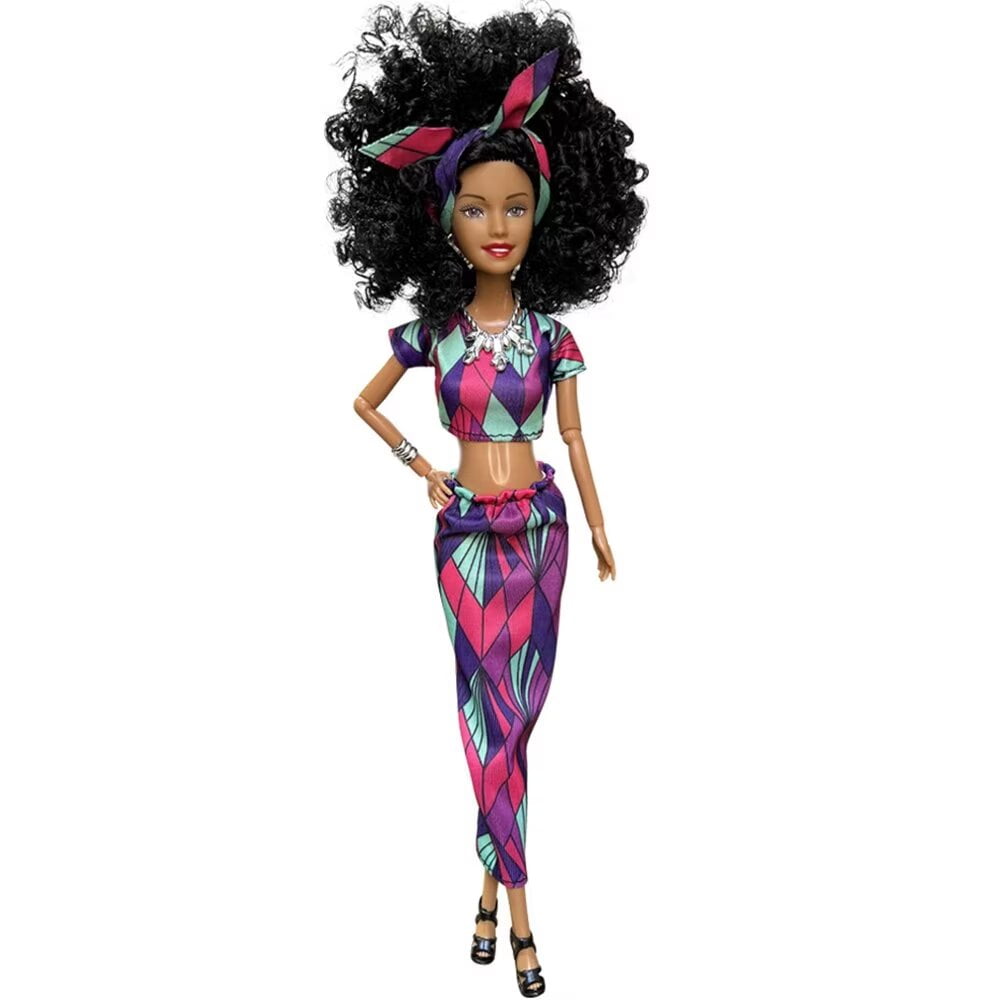 A-Waroom 12" African Black Moveable Doll with Curly Hair - Walmart.com