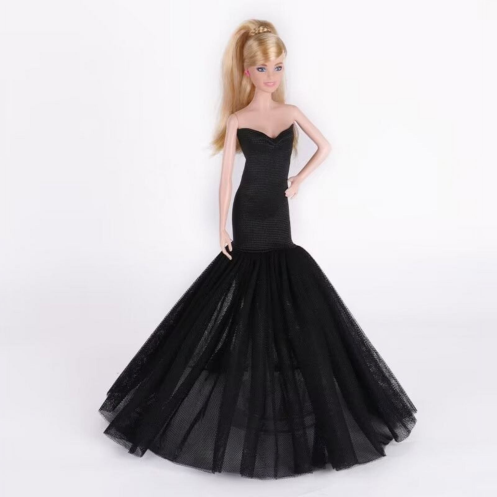 A-Waroom 1PCS Doll Wedding Dress Fishtail Dress Classic Color Blocking Gowns Tailed Evening ...