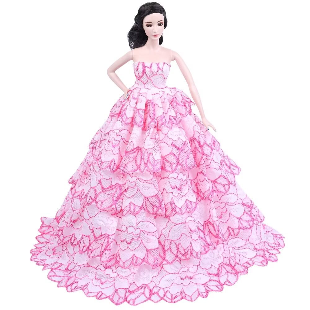 A-Waroom 1PCS Four-layered Doll Wedding Dress Gowns Evening Party Dress for 30CM Doll 11 inch ...