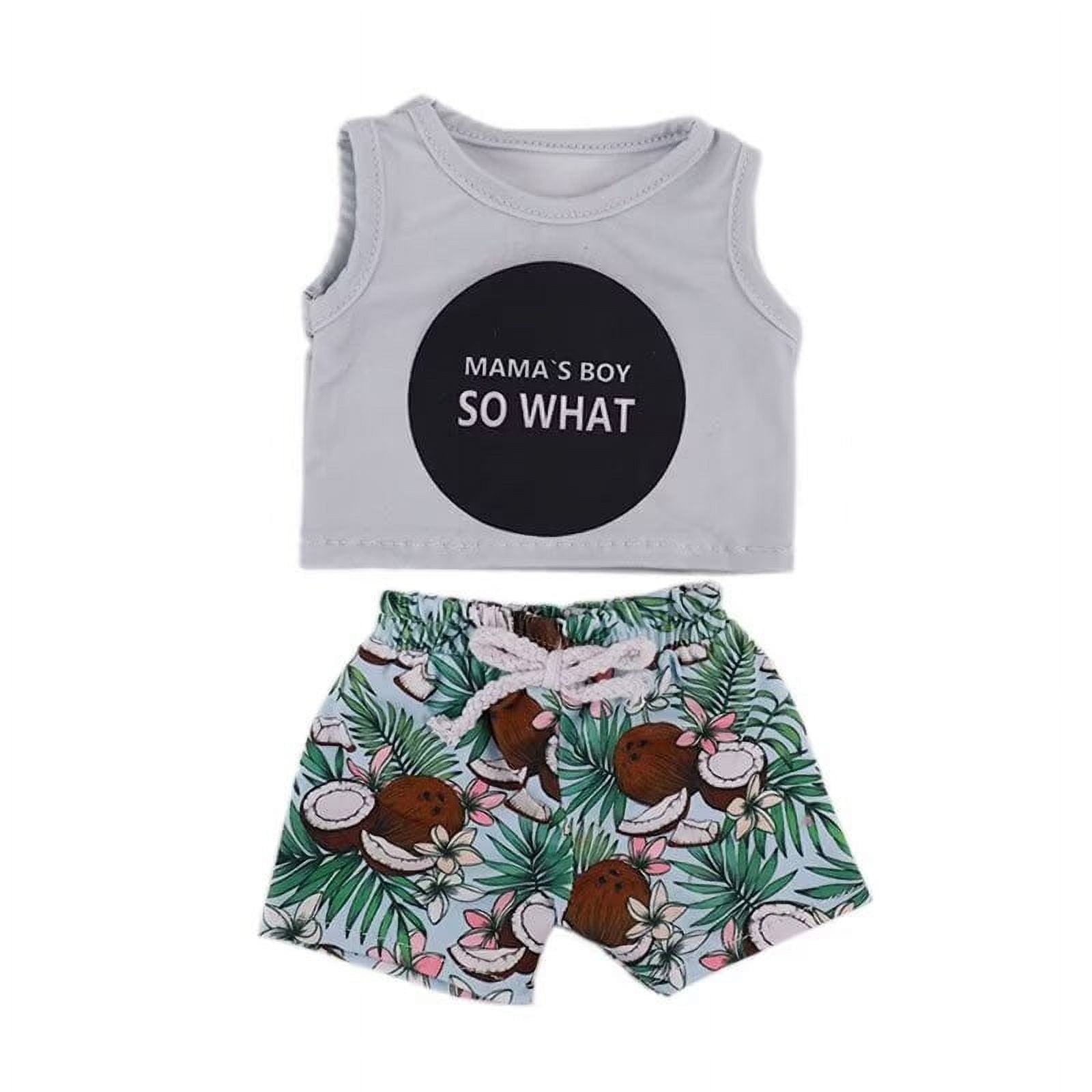 AlevRam 2 Pcs Summer Beach Outfit for 18 Inch Boy Doll Vest Shirt and Pants Set Fashion Clothes ...