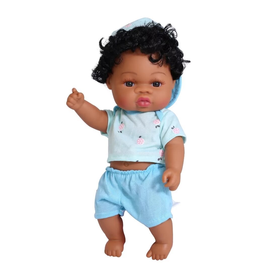 A-Waroom Black Doll 12.9 Inch Realistic Soft Silicone Dolls African American Doll Cute Curly ...