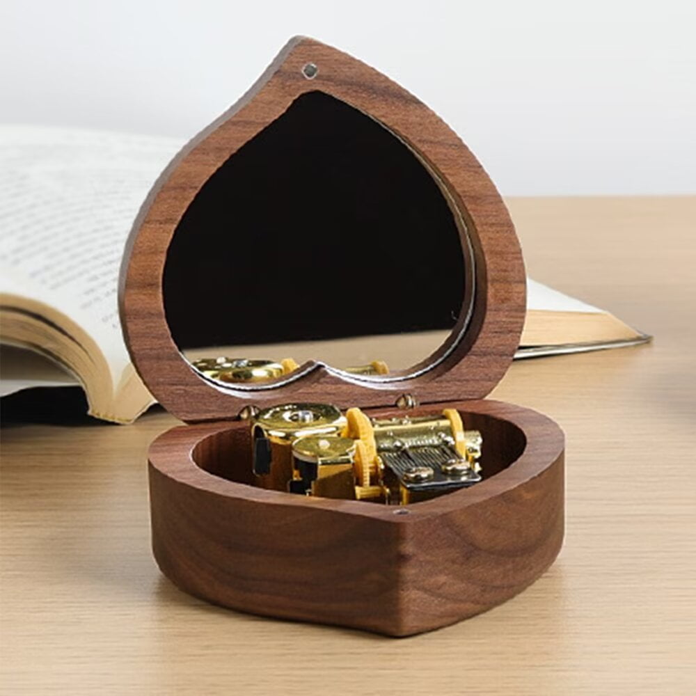A-Waroom Heart Shaped Music Box Wooden Classical Musical Boxes ...