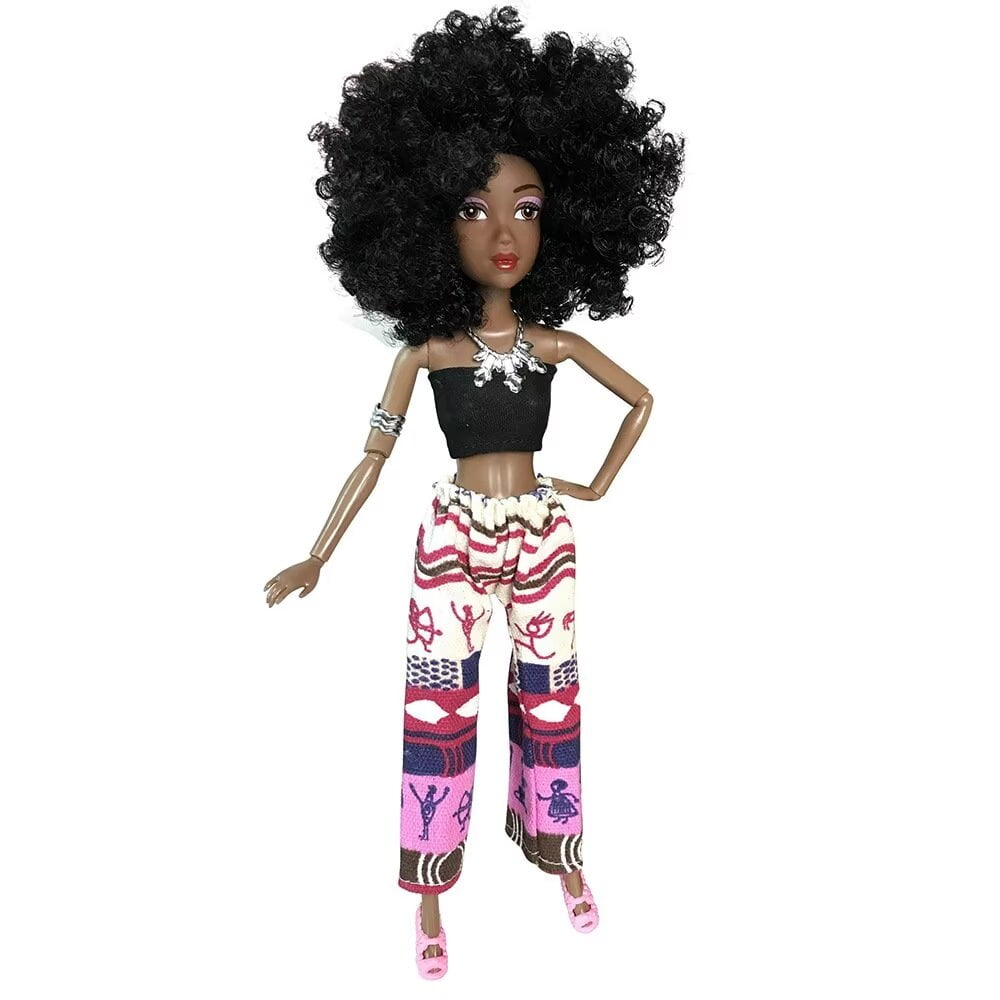 A-Waroom Kids Gift 12 inch Black Dolls African American with Long Hair Moveable Jointed Body ...