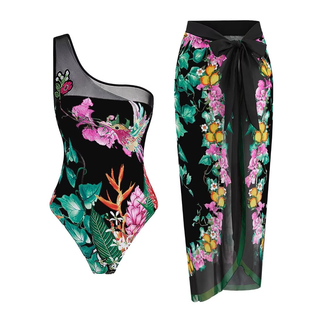 A-Waroom Women's Summer Beach Pool Swimwear Elegant Embroidered Flower ...