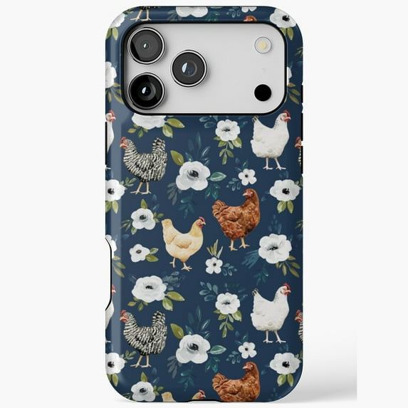 A Watercolor Chicken Floral Farm Animals Themed iPhone 11 through 17 ...