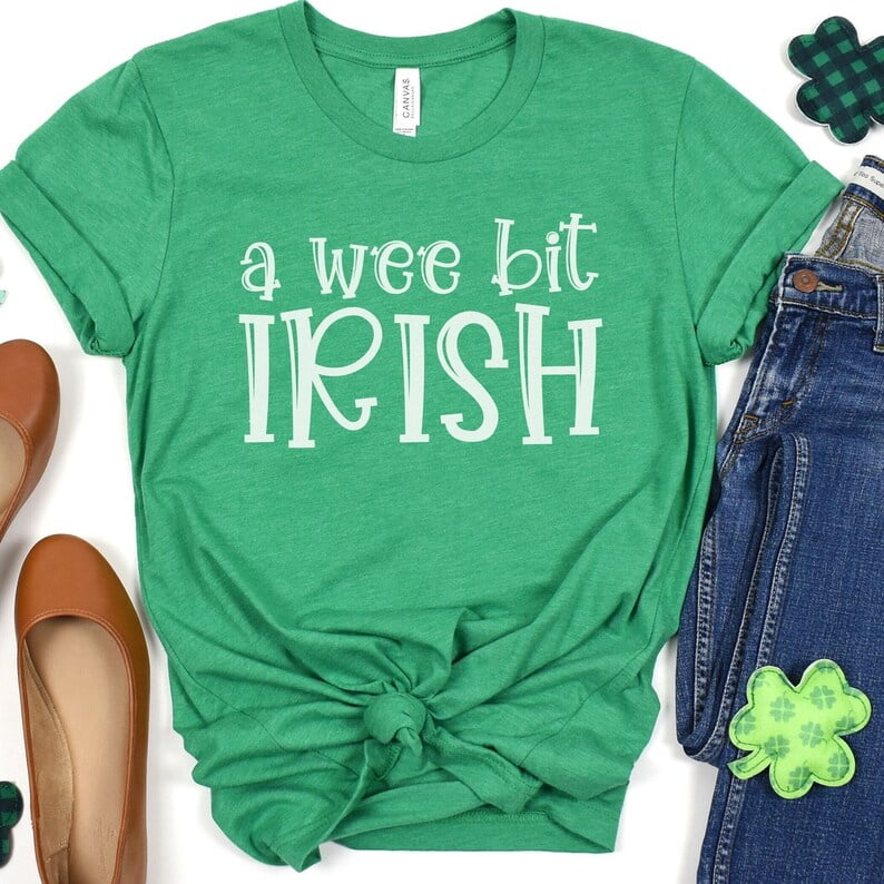 A Wee Bit Irish Shirt Funny St Patricks Day Tee Pub Crawl Cute Irish ...