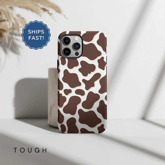 A Western Phone Case with a Cow Print Design, a perfect gift for a ...