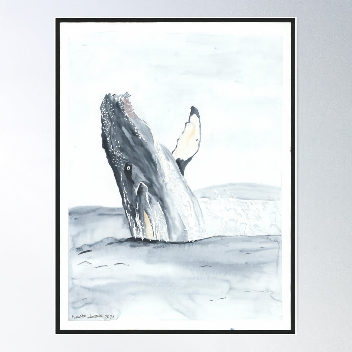 A Whale Jump 1 Triptych Poster Wall Art Modern Wall Decor For Living ...