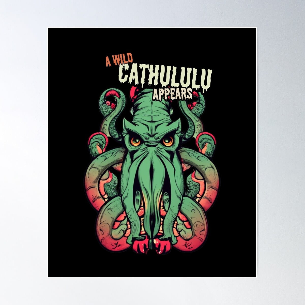 A Wild Cathulhu Appears Poster Wall Art, Modern Wall Decor For Living ...