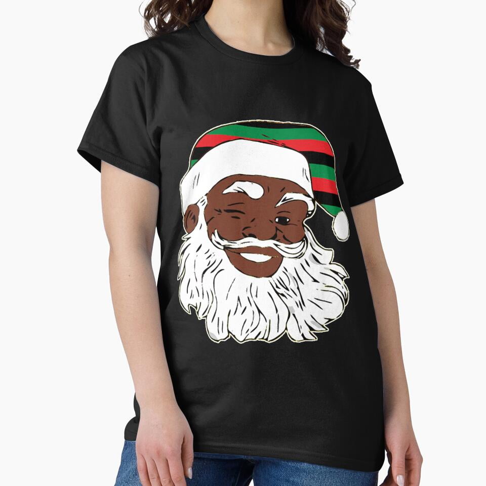 A Winking Black St. Nick Claus With A Pan-African Flag Hat For Christmas G13198 Unisex T-Shirt ...