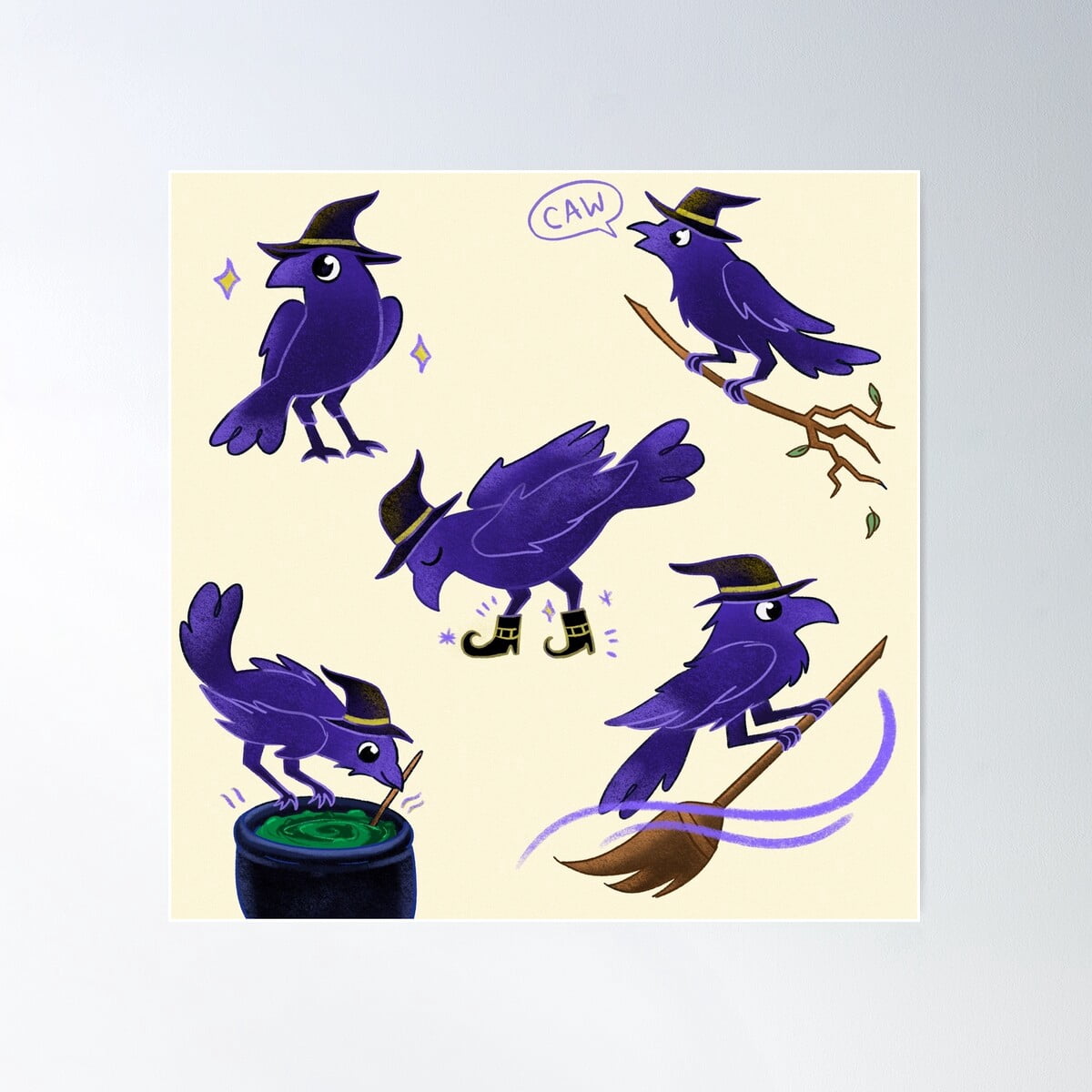 A Witch Crow Poster Wall Art, Modern Wall Decor For Living Room Bedroom ...