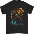 A Wolf Howling With The Moon At Night Mens Womens S-5XL T-Shirt ...