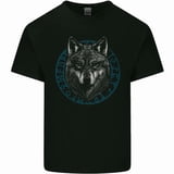 A Wolf In Viking Symbols Text Valhalla T-Shirt - Walmart.com