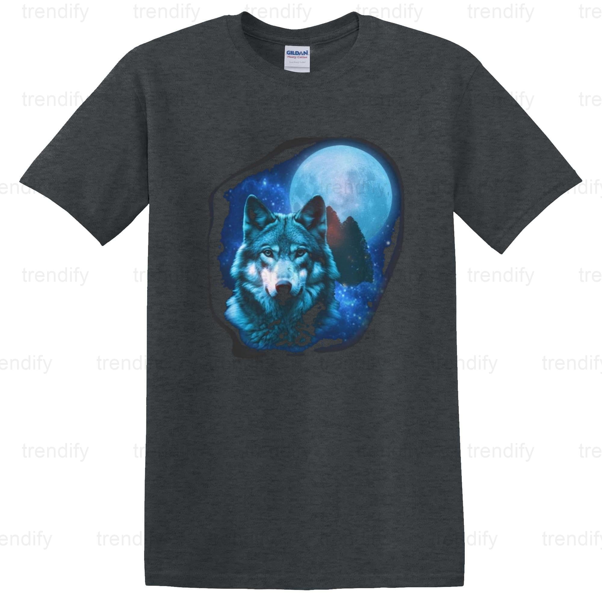 A Wolf with a Moon Graphic For Wolves, Animals, and Zookeeper Fans ...