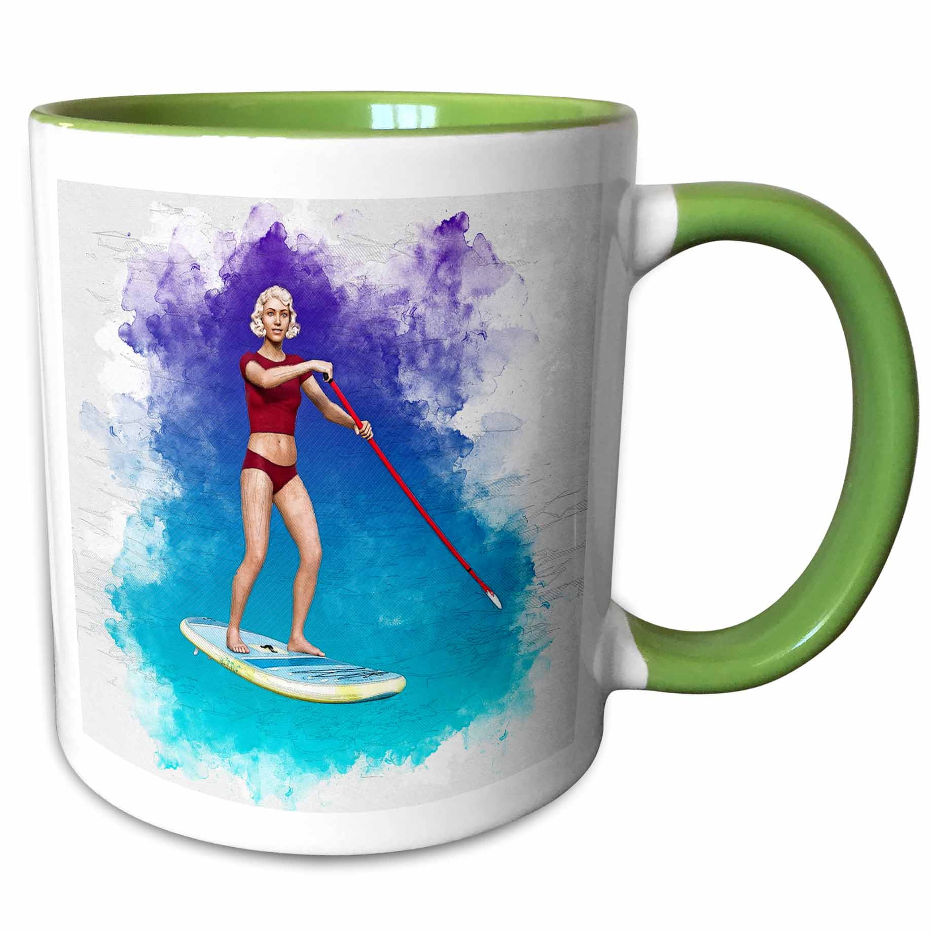3drose, a Woman Paddle Boarder Standing and Going to the Left, 11oz Two ...
